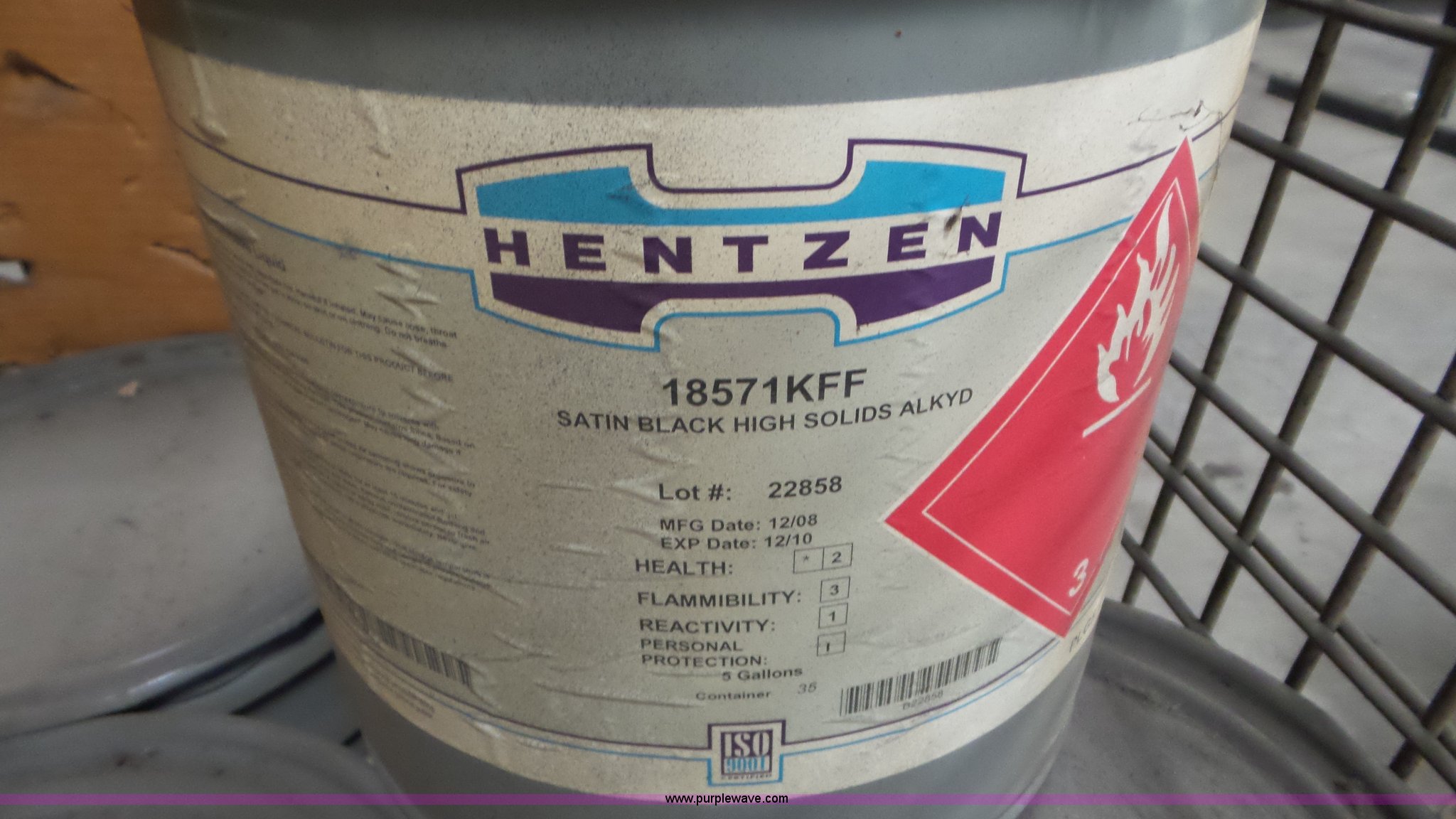 (12) Hentzen five gallon containers of satin black paint in Salina, KS ...