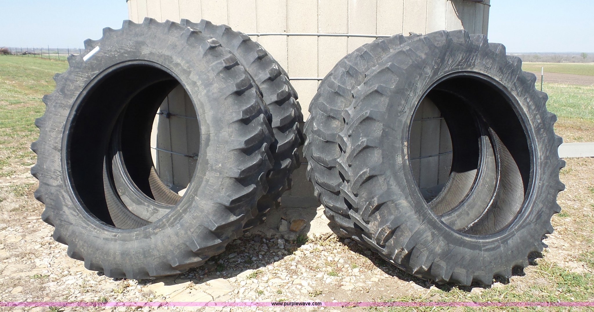 (4) Firestone 18.4R46 tires in Pomona, KS | Item BN9563 sold | Purple Wave