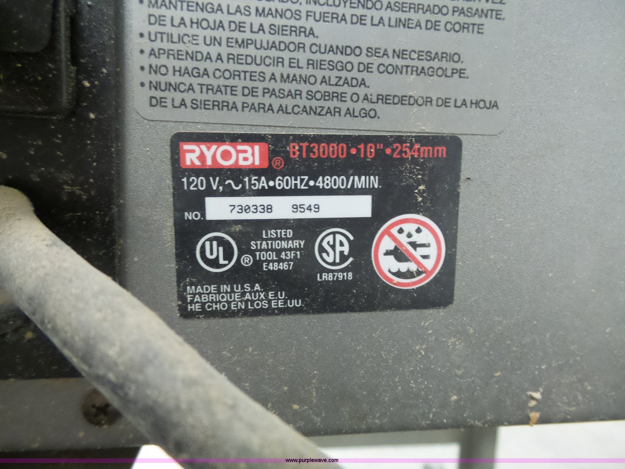 Ryobi BT3000 Precision table saw in Manhattan, KS | Item BR9215 sold ...