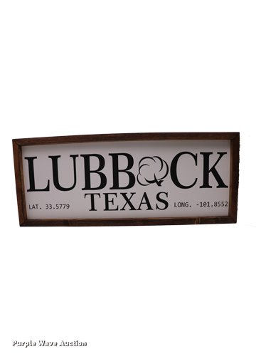 Lubbock Wood sign in Lubbock, TX | Item G1285 sold | Purple Wave