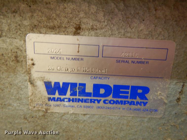 Wilder Machinery Company sheet metal slitter in Chanute, KS | Item ...