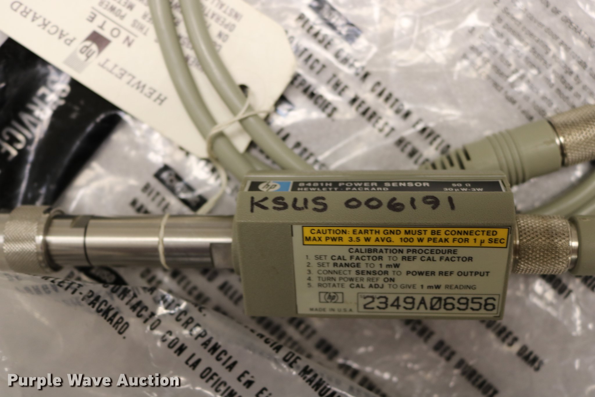 (4) HP 8481H power sensor in Salina, KS | Item DW9912 sold | Purple Wave