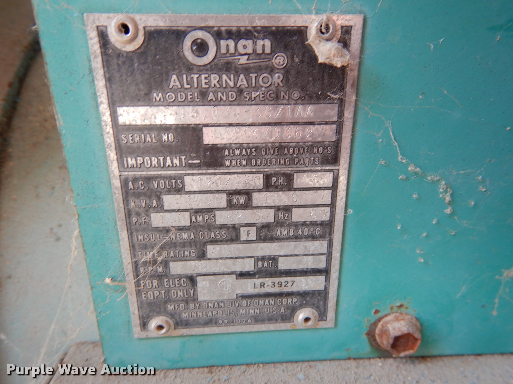 Onan PTO driven generator in Clay Center, KS | Item K5851 sold | Purple ...