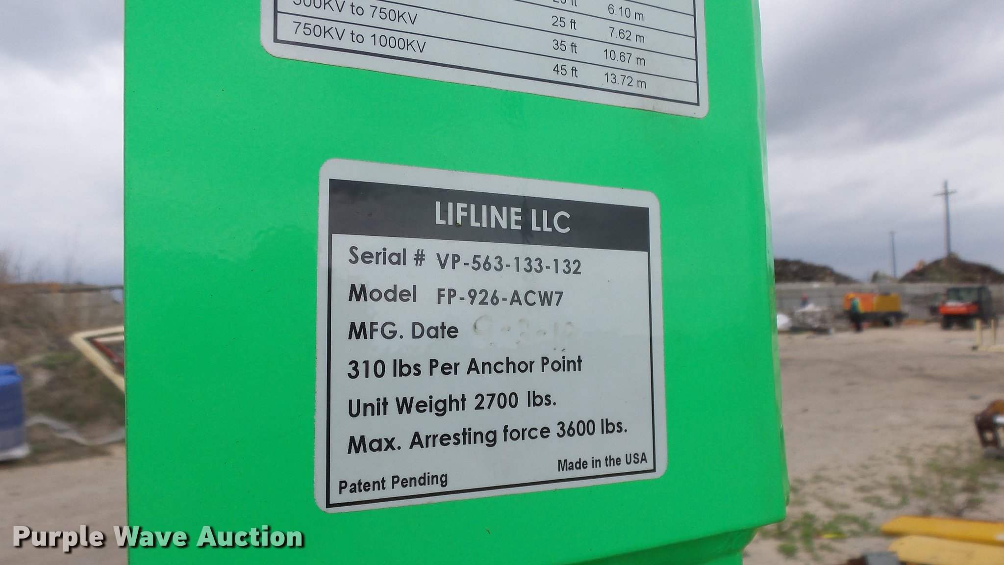 Lifeline FP-926-ACW7 fall arrest system in Wichita, KS | Item DS9000 ...