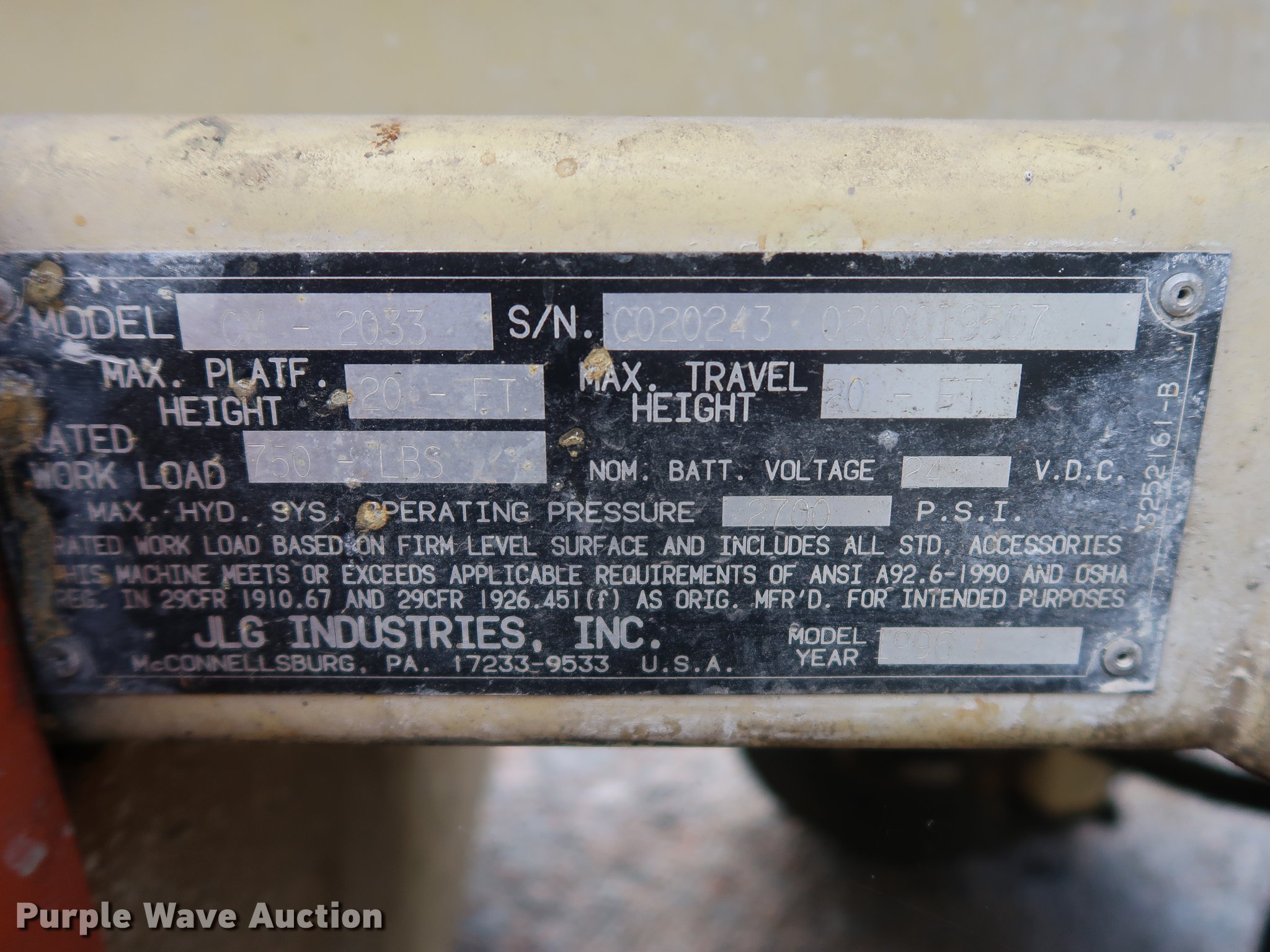 1996 JLG CM2033 Scizzor Commander scissor lift in Independence, MO ...