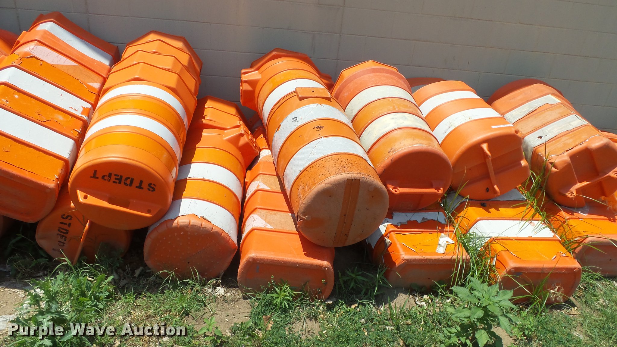 Approx 40 traffic barrels in Hutchinson, KS | Item ER9513 sold | Purple ...