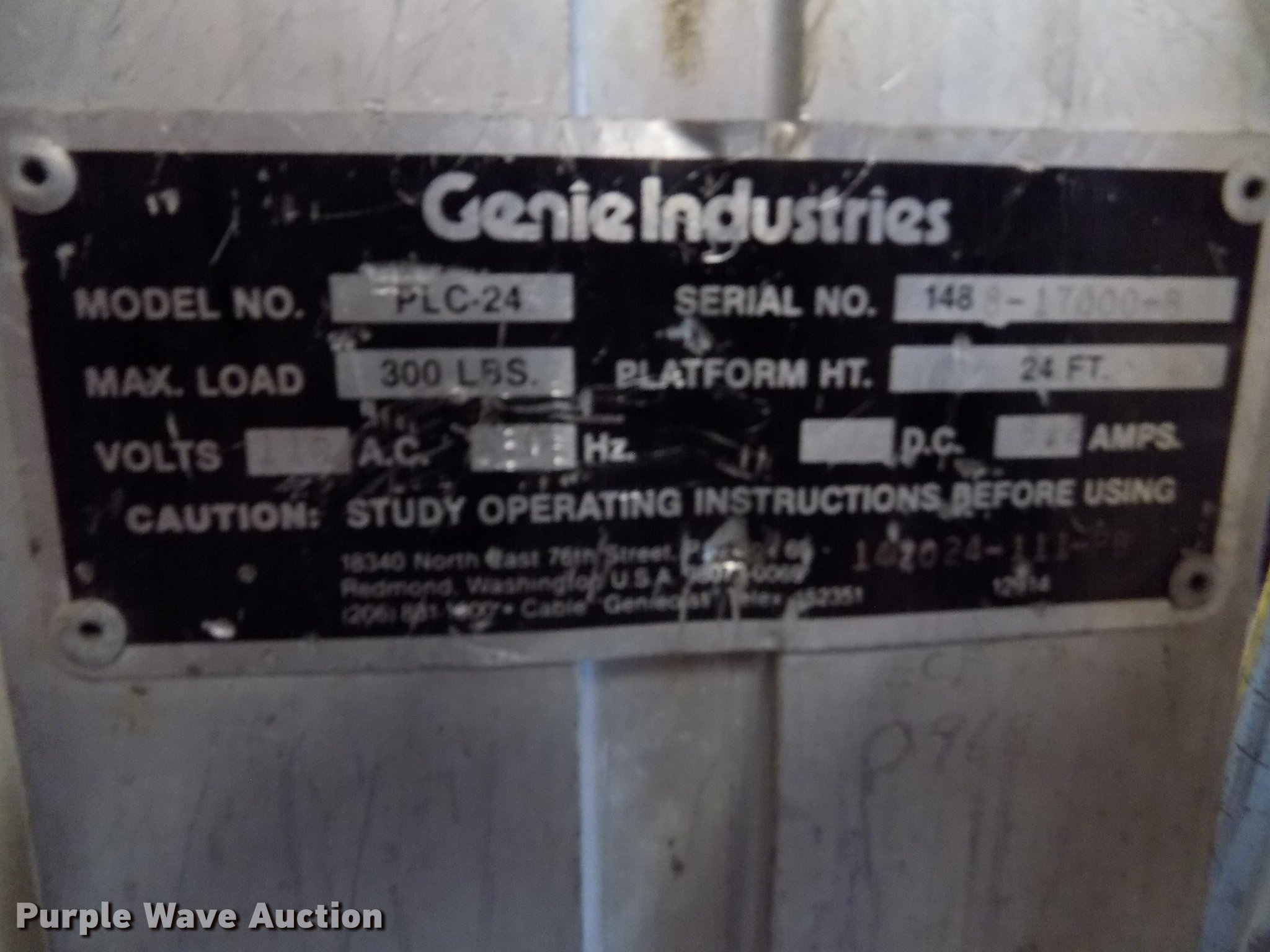 Genie PLC-24 man lift in Ellsworth , KS | Item ER9091 sold | Purple Wave