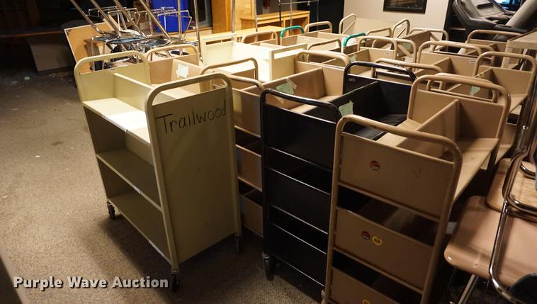 (16) metal library carts in Westwood, KS | Item EU9042 sold | Purple Wave