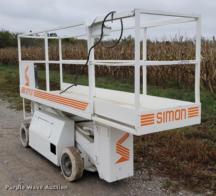 Simon L2034E scissor lift in Wellington, MO | Item EF9931 sold | Purple ...