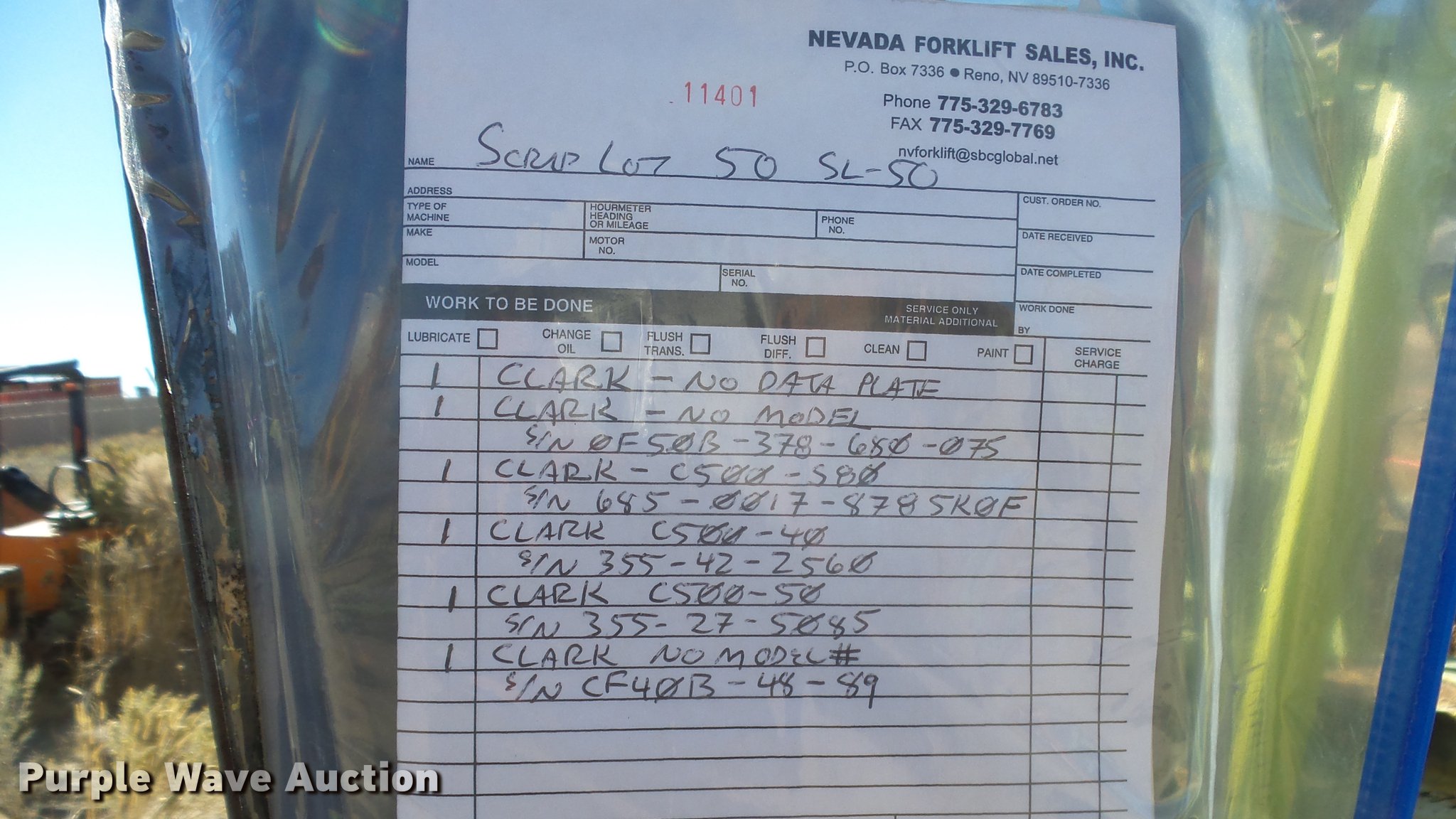 (6) Clark salvage forklifts in Reno, NV | Item FS9792 sold | Purple Wave