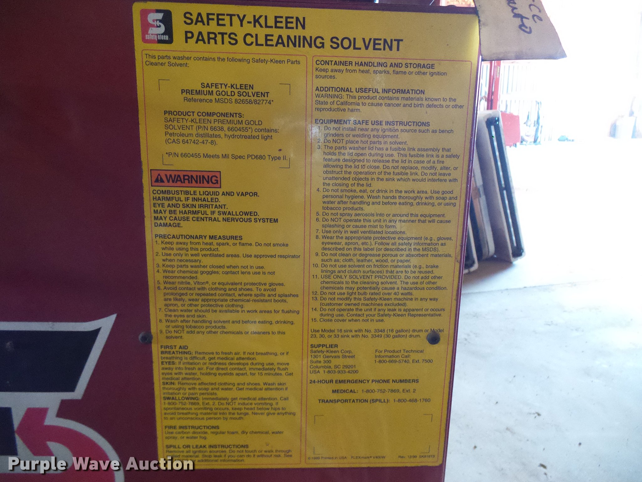 Safety-Kleen 110 solvent cleaner in Larkspur, CO | Item EP9631 sold ...