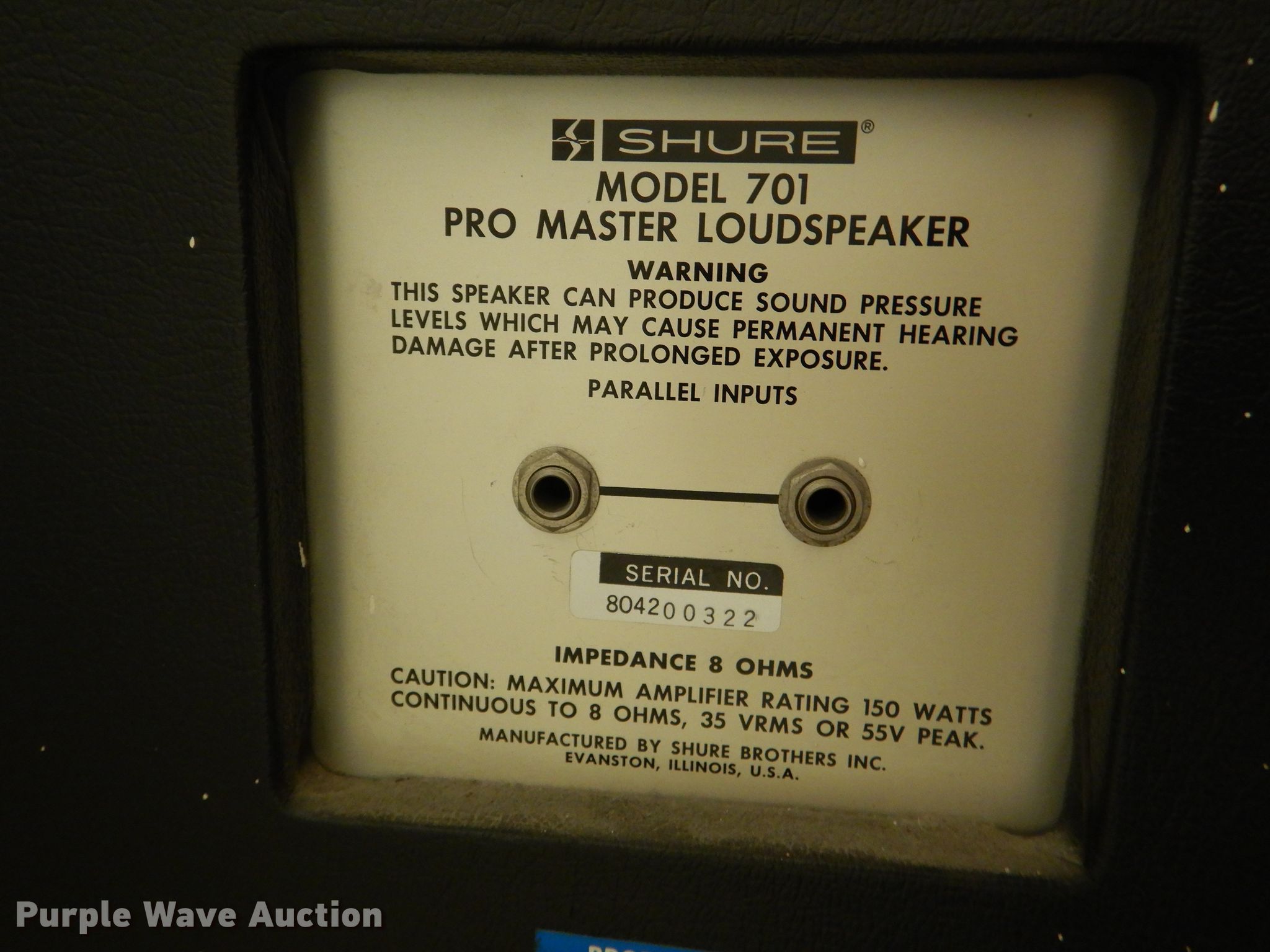(2) Shure Pro Master speakers in Emporia, KS | Item FQ9965 sold ...