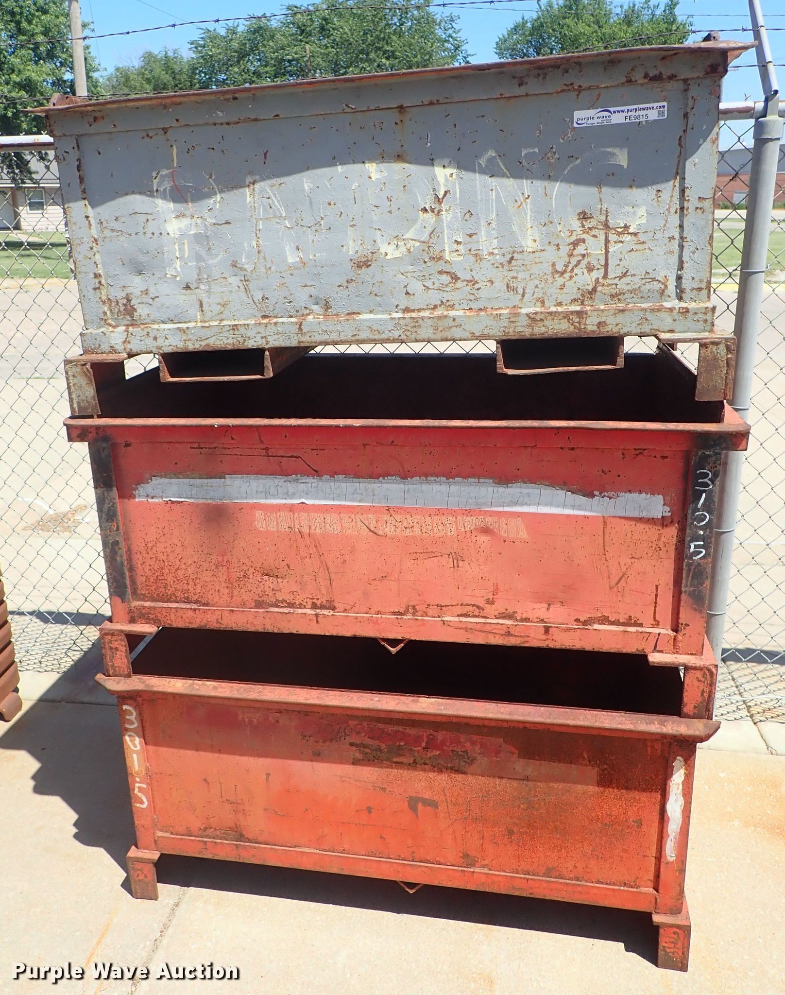 (3) steel storage boxes in Hutchinson, KS | Item FE9815 sold | Purple Wave