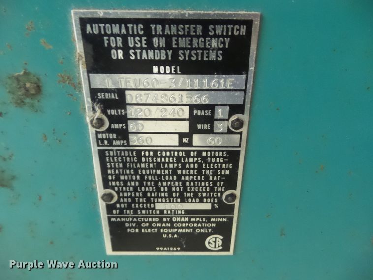 Onan CCKB series generator in Exira, IA | Item EM9210 sold | Purple Wave