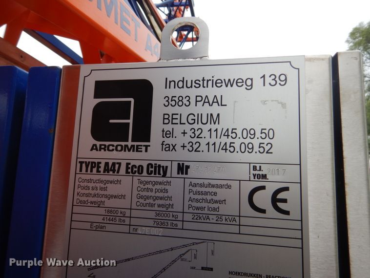 Arcomet A47 crane in Mitchell, SD | Item FU9407 sold | Purple Wave
