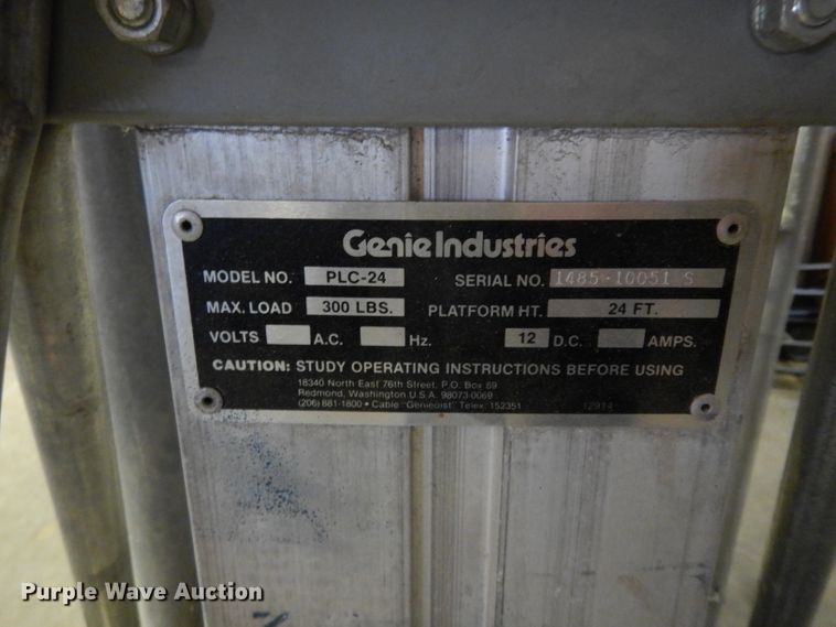 Genie PLC-24 man lift in Leavenworth, KS | Item FD9635 sold | Purple Wave