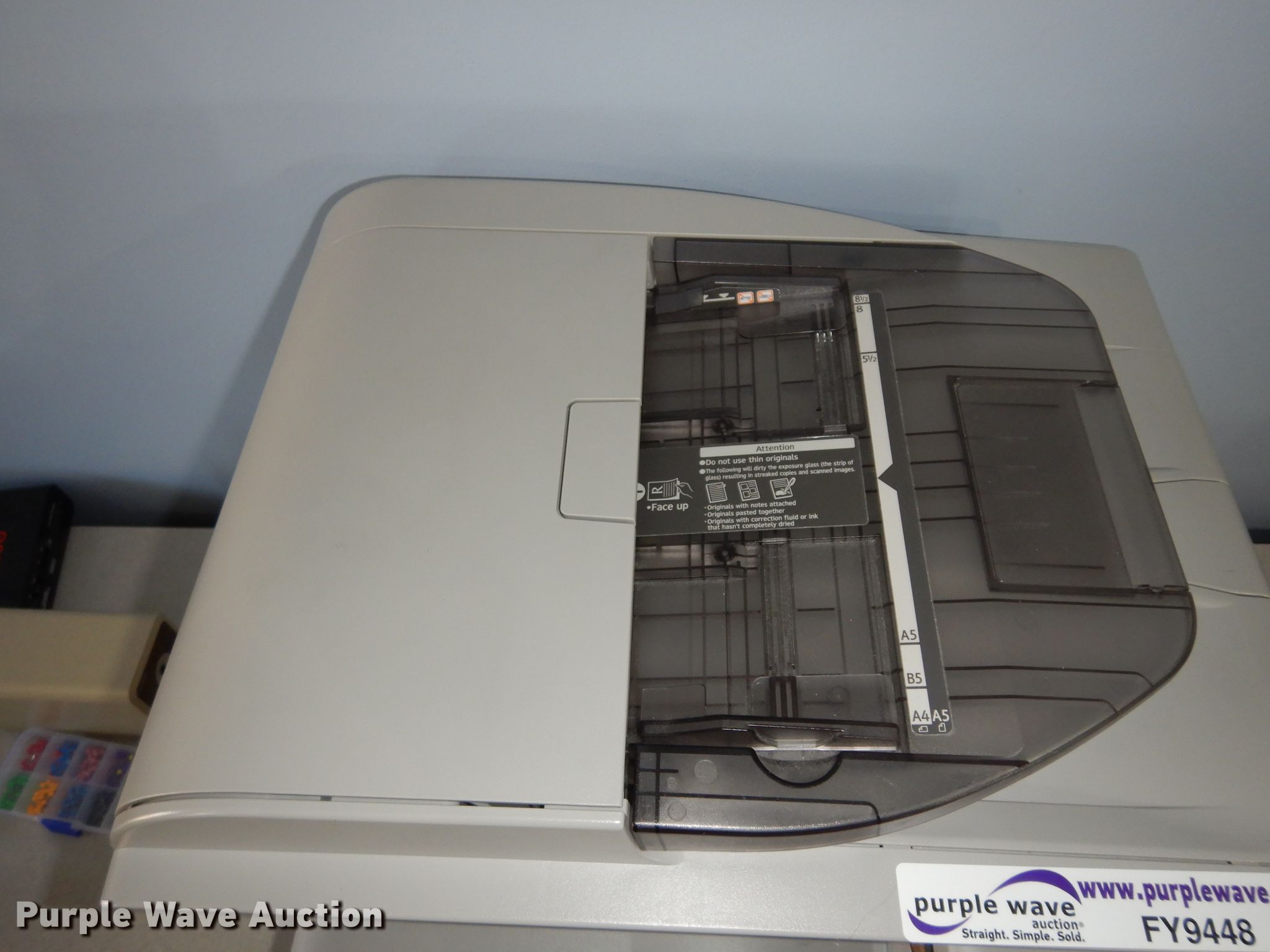 Ricoh MP301SPF copy machine in Atchison, KS | Item FY9448 sold | Purple ...