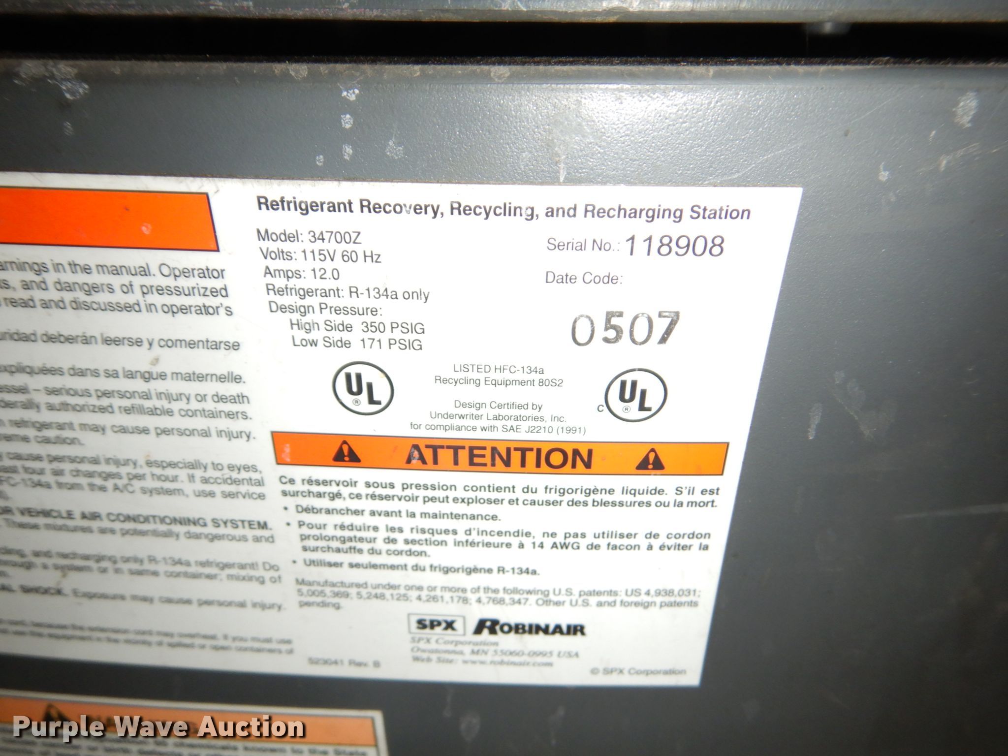 Robinair Cooltech 34700Z AC recharging system in Salina, KS | Item ...