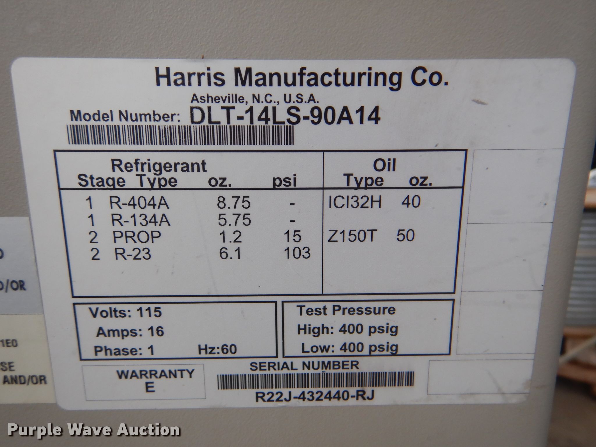Harris DLT-14LS-90A14 freezer in Collinsville, OK | Item GM9172 sold ...