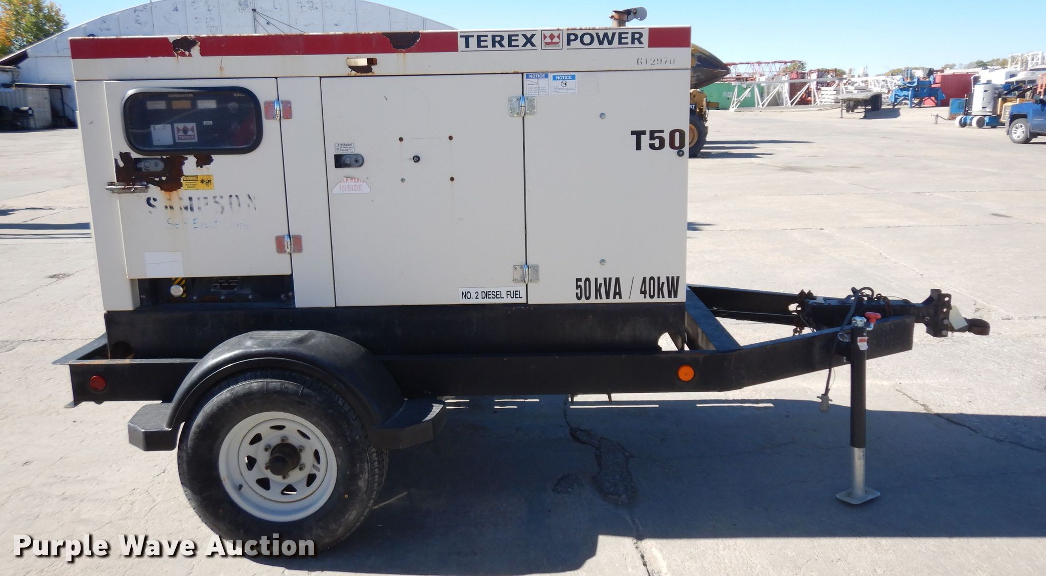 Terex T50 generator in Lincoln, NE | Item HN9403 sold | Purple Wave