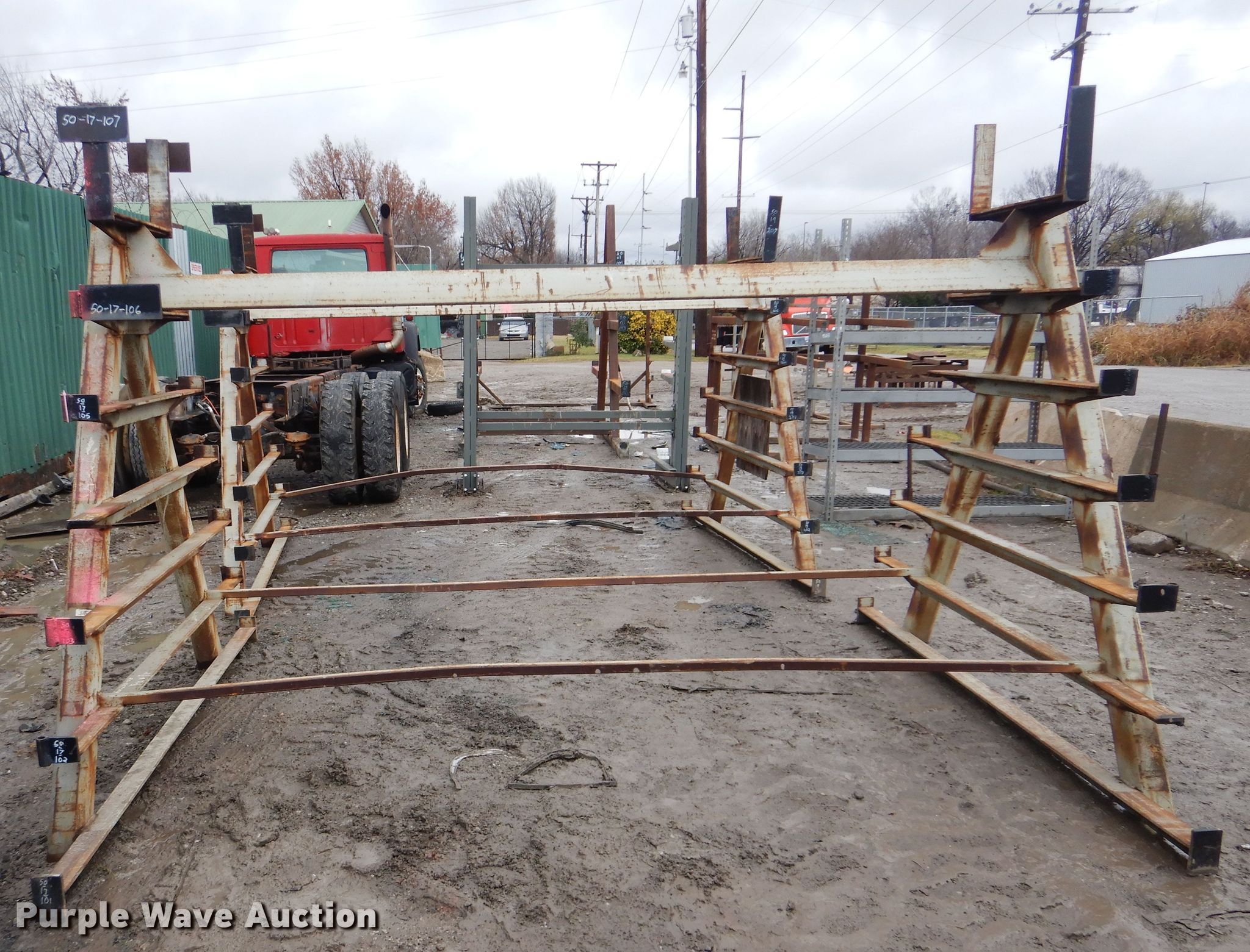 Double sided pipe rack in Tulsa, OK | Item AE9529 sold | Purple Wave