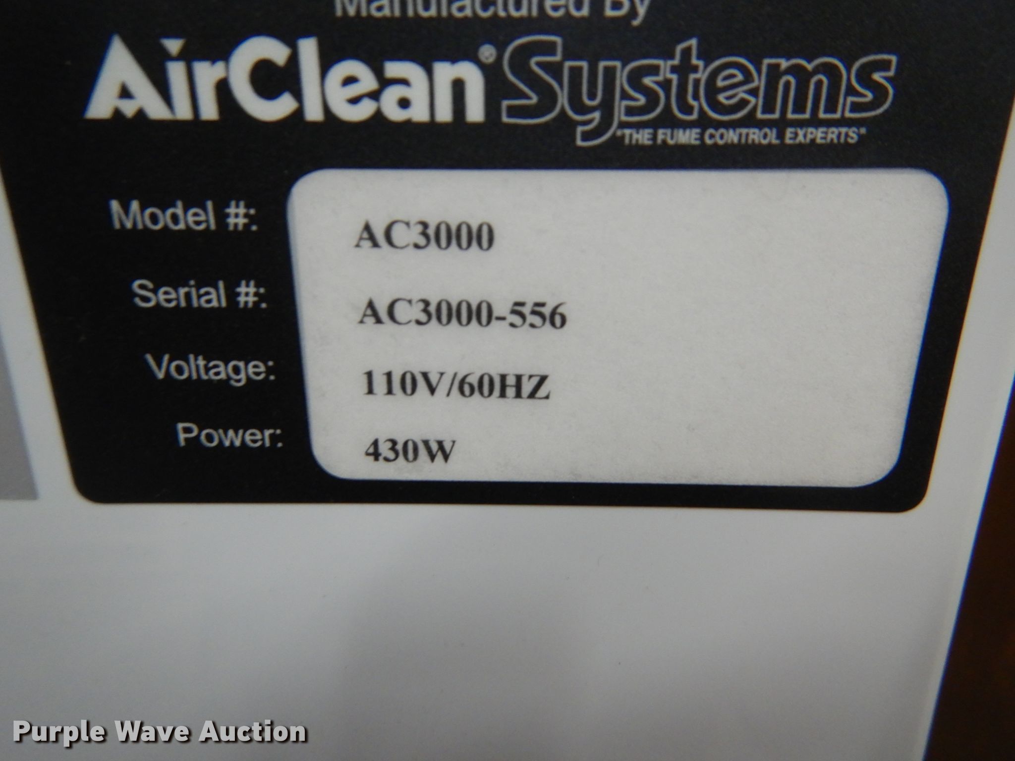 AirClean 3000 Workstation air clean system in Pierre, SD | Item DC8805 ...