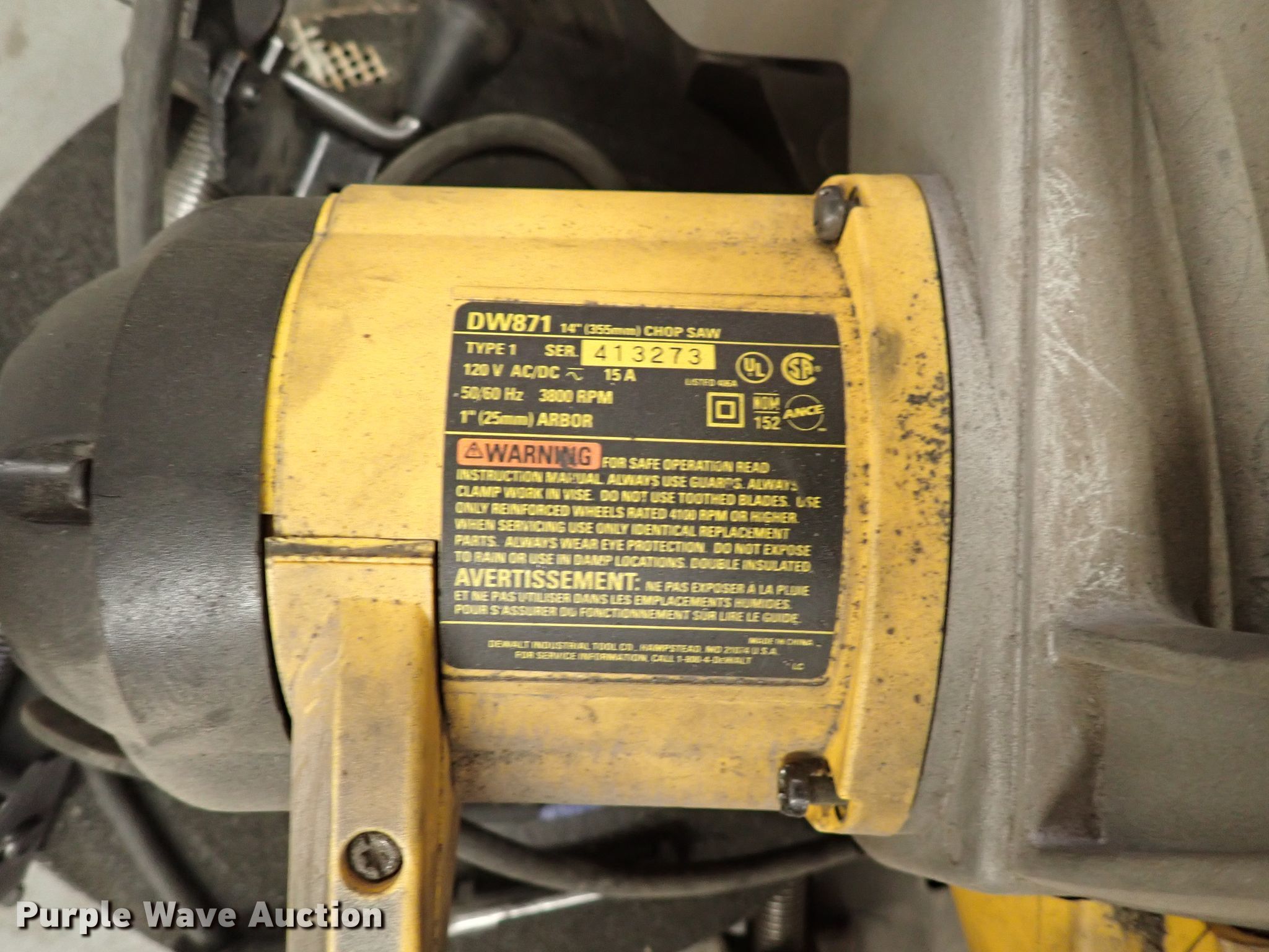 Dewalt DW871 chop saw in Andale, KS | Item HC9930 sold | Purple Wave