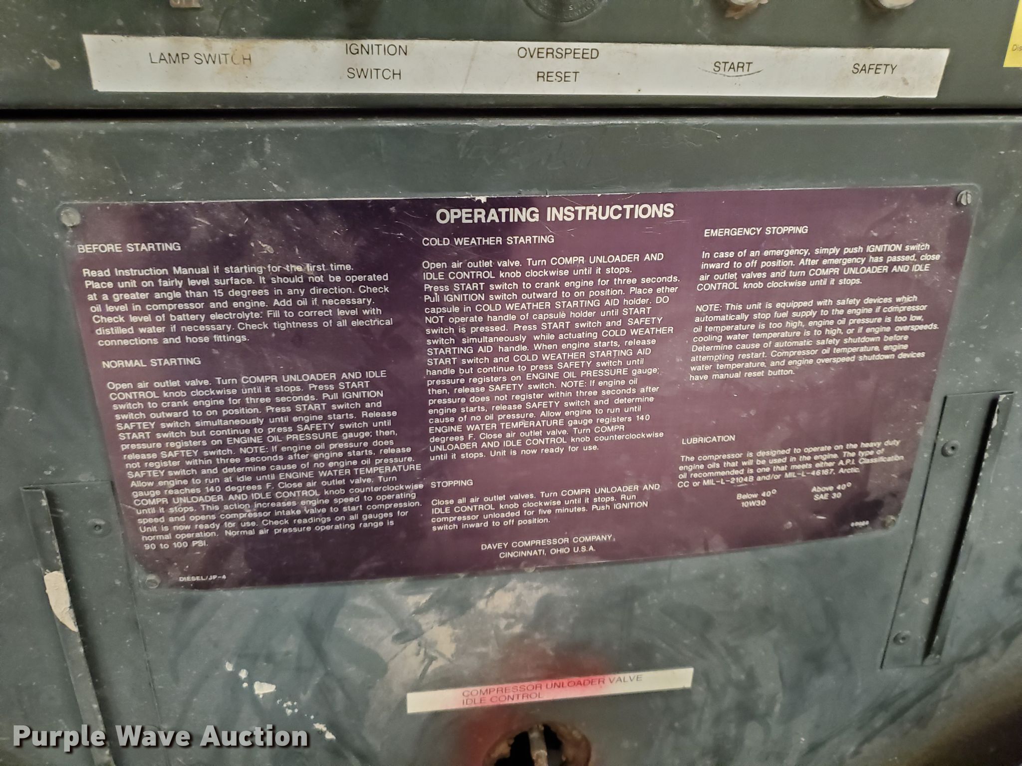 Davey air compressor in Salina, KS | Item IX9136 sold | Purple Wave