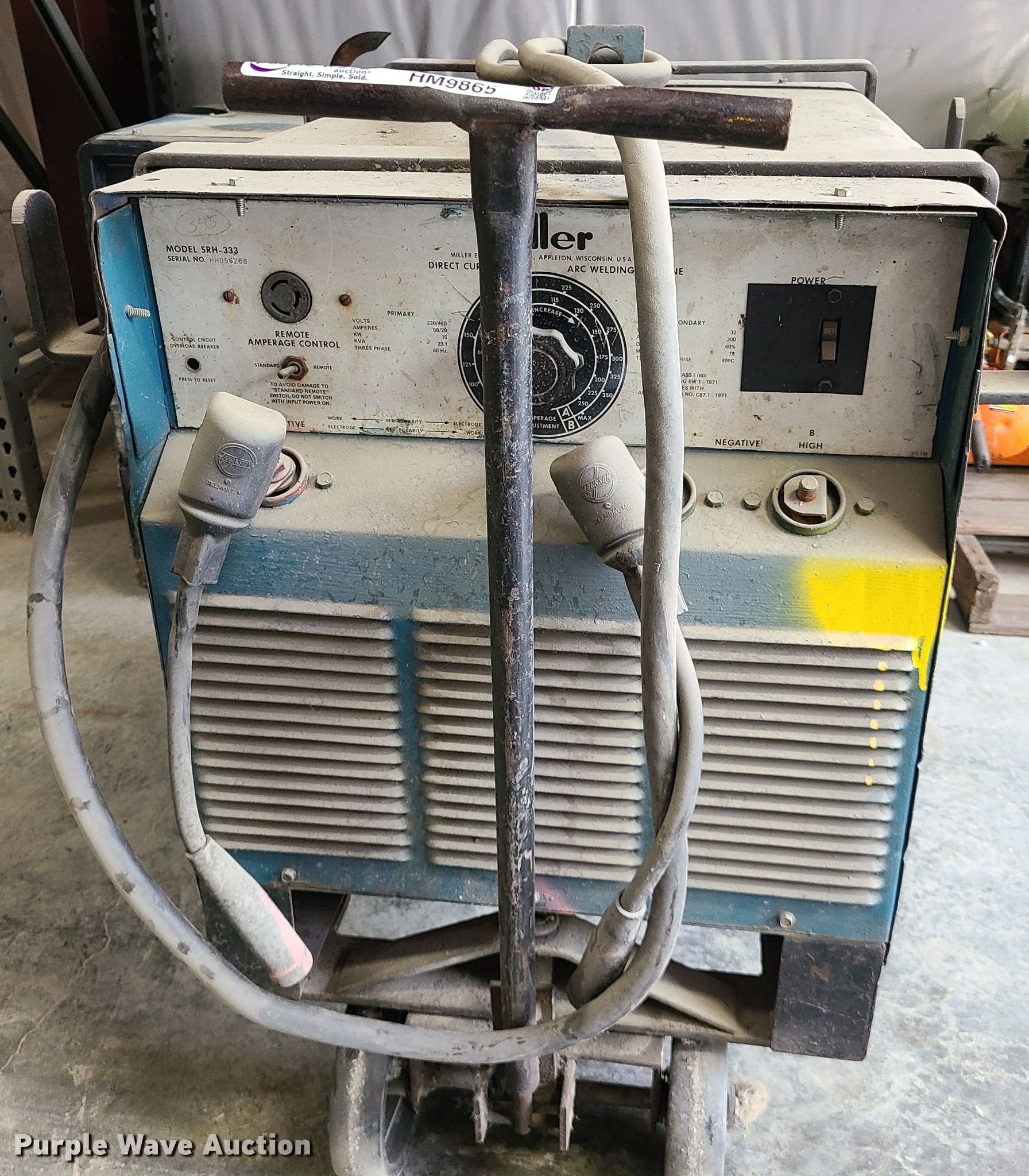 Miller SRH-333 welder in Kansas City, MO | Item HM9865 sold | Purple Wave