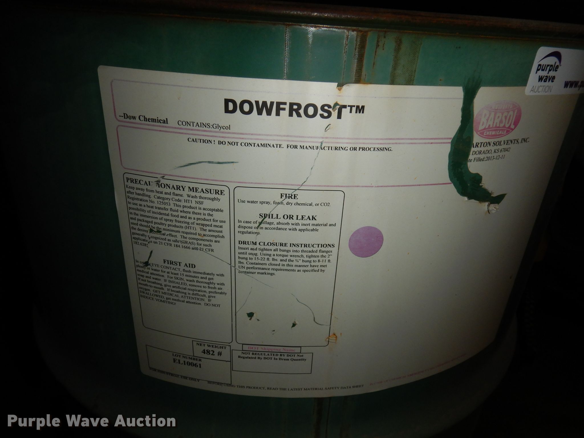 55 gallon drum of DowFrost anti-freeze in Manhattan, KS | Item IW9751 ...