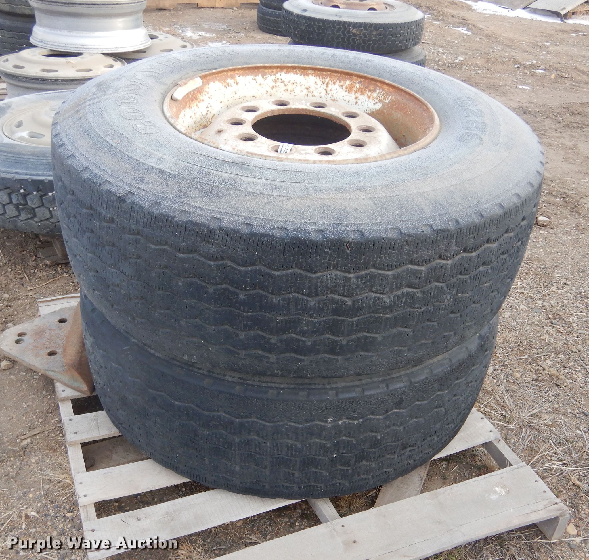 (2) Goodyear 385/65R22.5 tires and wheels in Pierre, SD | Item KO9072 ...