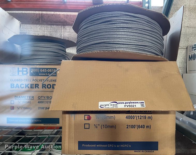 (12) rolls of backer rods in Salina, KS | Item FV9321 sold | Purple Wave