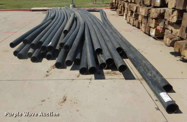 Approximately 32 pieces of 6" diameter HDPE polyethylene pipe in ...