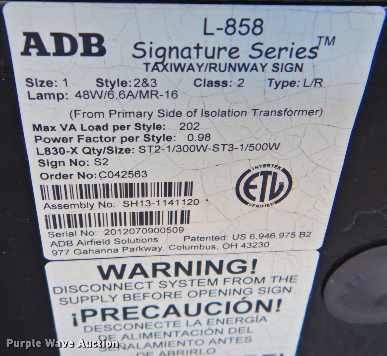 (3) ADB Safegate runway signs in Gardner, KS | Item DP4689 sold ...