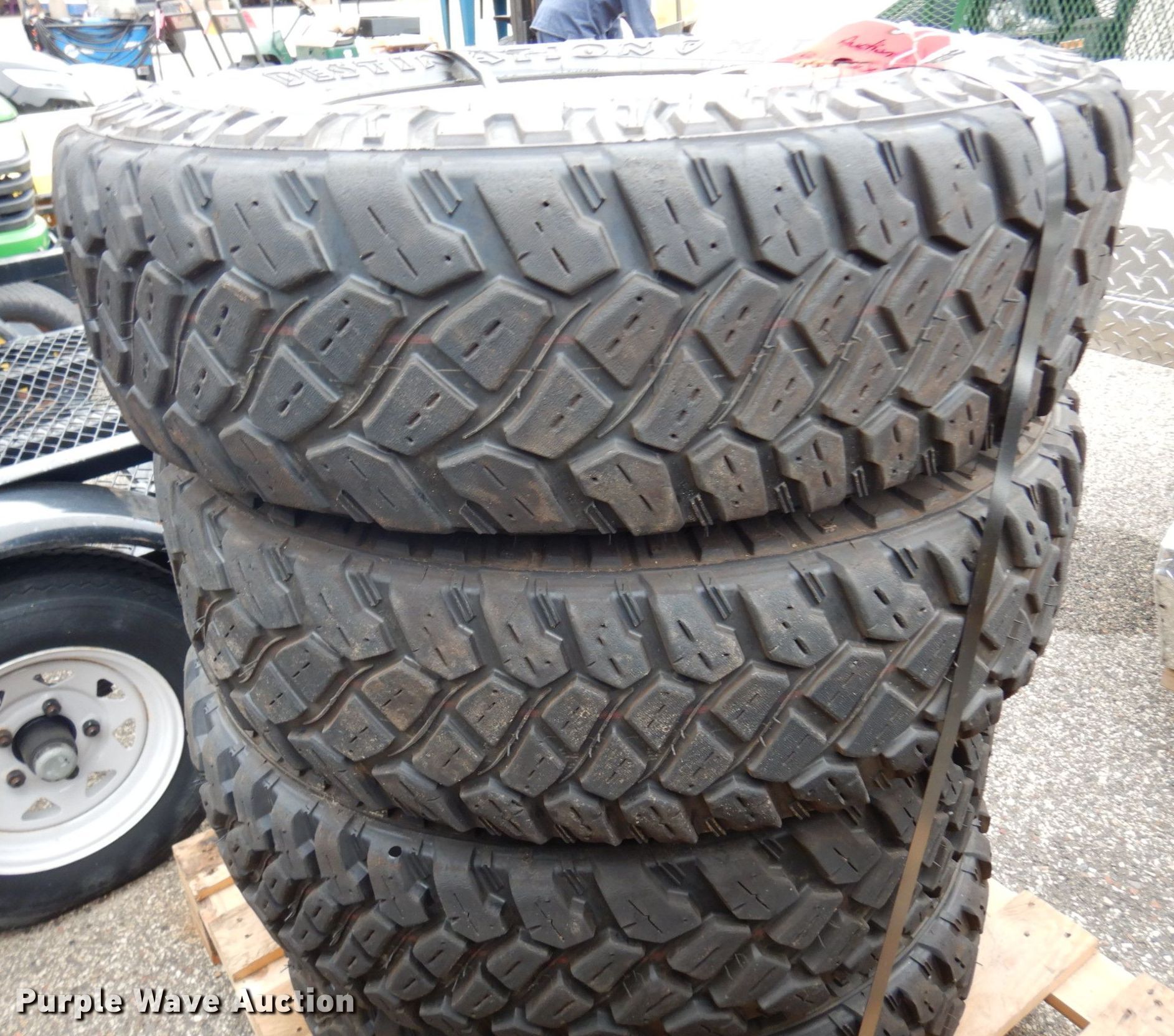 (4) Firestone Destination M/T 235/85R16 skid steer tires and wheels in ...