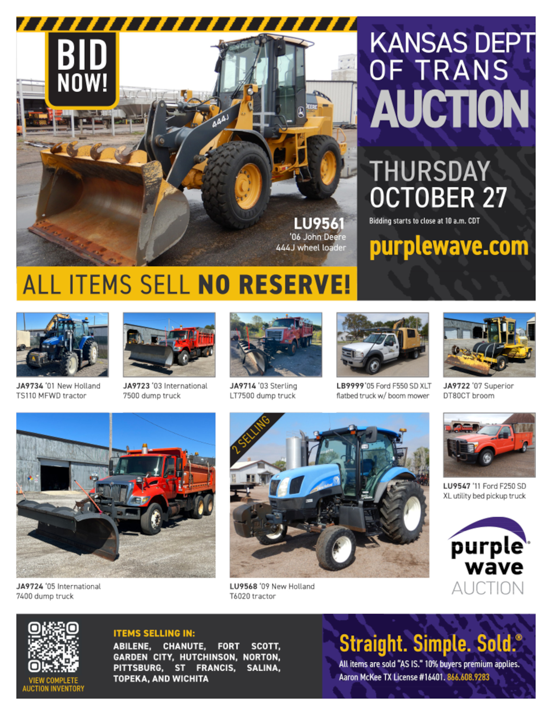SOLD! Kansas Department of Transportation Auction | Items Sold | 10-27 ...