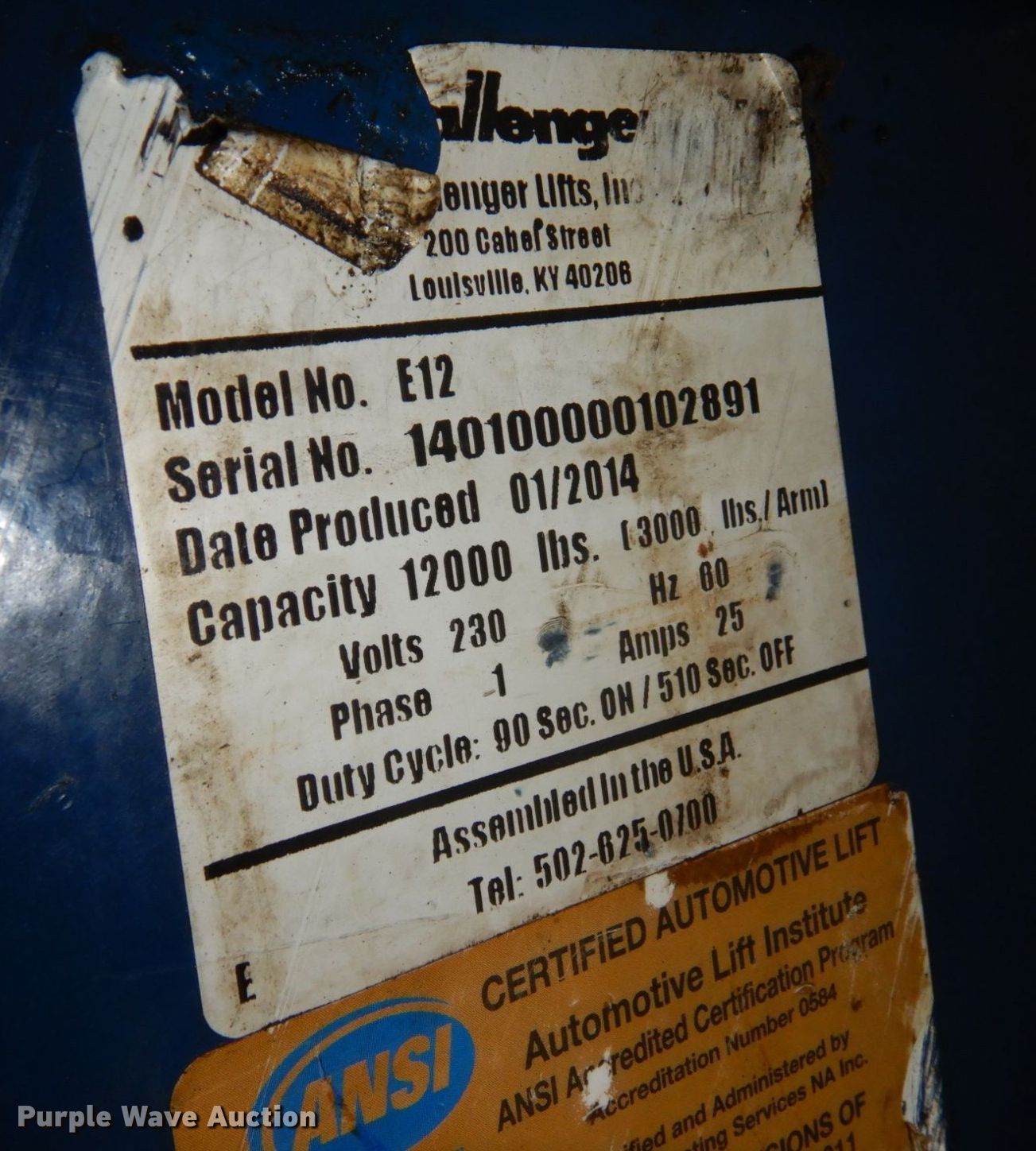 Challenger E12 two post automotive lift in Byron, MN | Item DR0561 sold ...