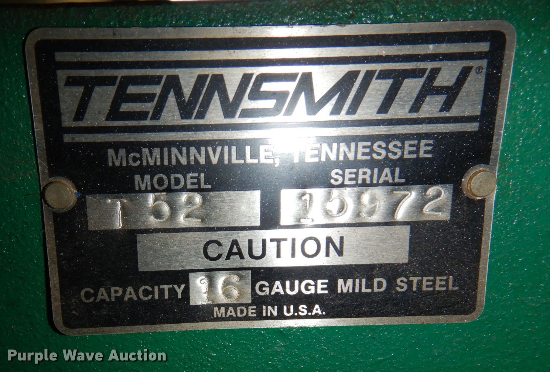 Tennsmith T52 Metal shear in Houlton, WI | Item DR0575 sold | Purple Wave