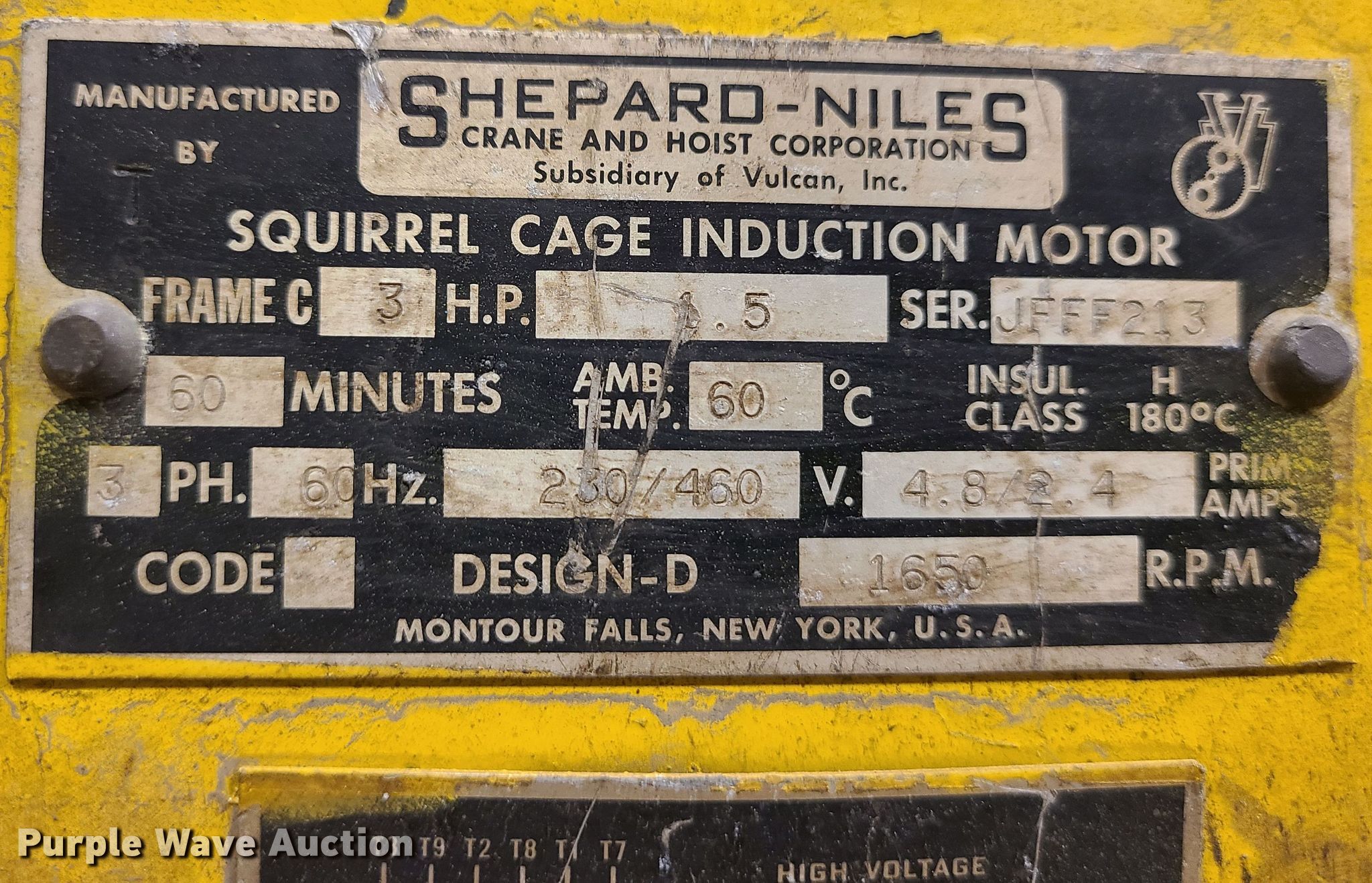 Shepard Niles 10 Ton Enduro overhead hoist in Kansas City, MO | Item JG9517 sold | Purple Wave