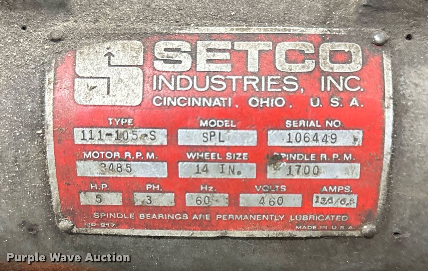 Setco SPL grinder in Manhattan, KS | Item LP9911 sold | Purple Wave