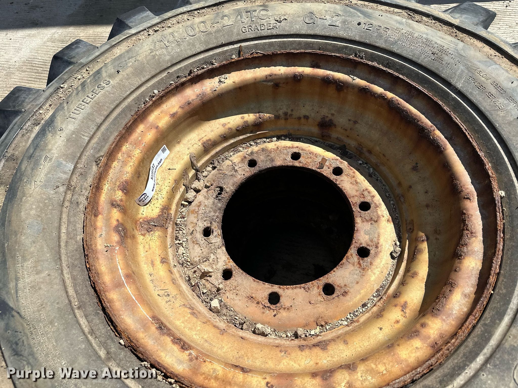 (2) Solideal 14.00-24TG tires and wheels in Eyota, MN | Item KU9937 sold | Purple Wave