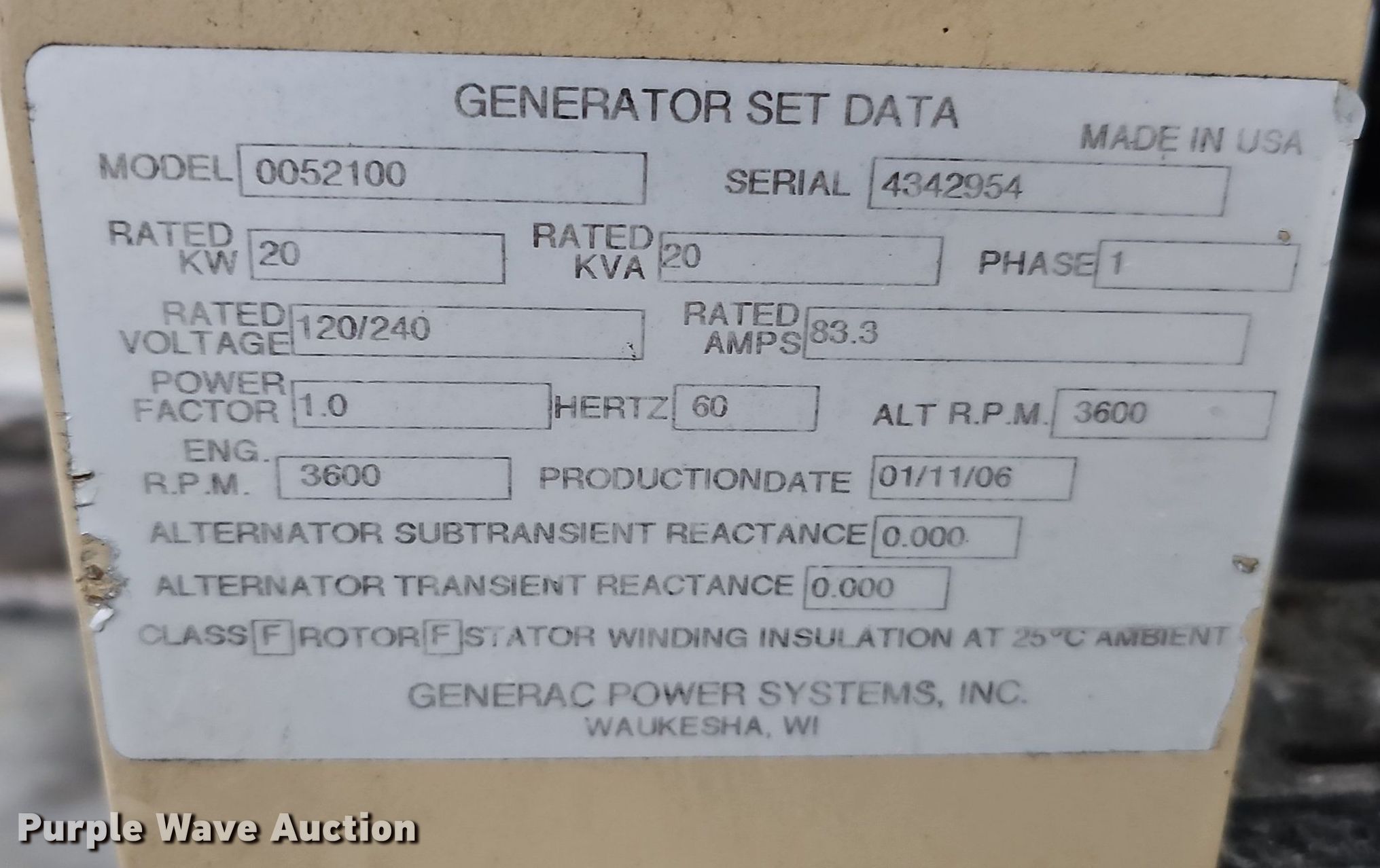 2006 Generac Power Systems 0052100 generator in Waterloo, NE | Item ...