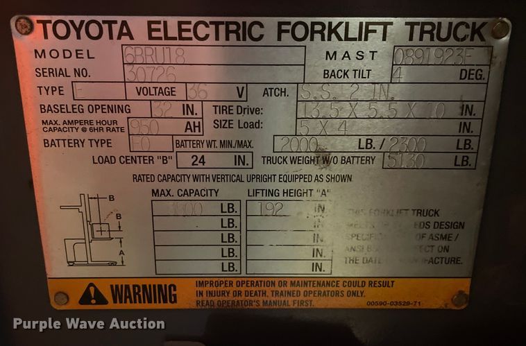 Toyota 6BRU18 order picker in Broadview, IL | Item LW9008 sold | Purple ...