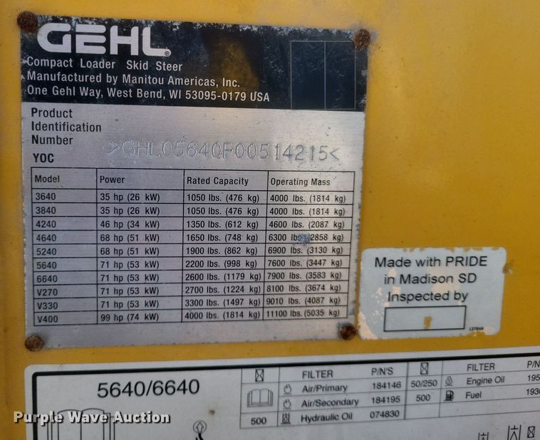 Gehl 5640 Turbo skid steer loader in Jackson, MO | Item MJ9035 for sale ...