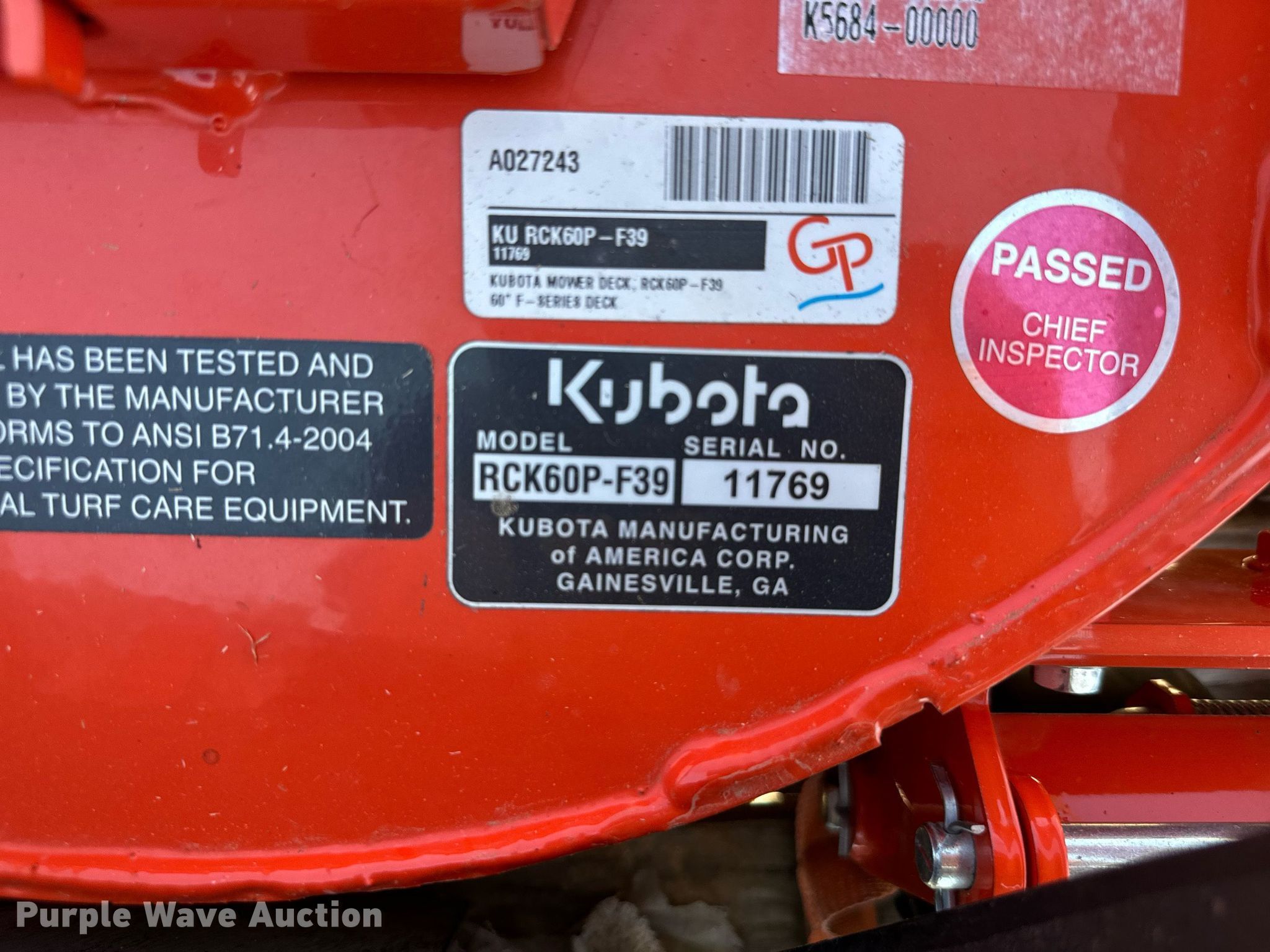 Kubota RCK60P-F39 mower deck in Duncan, OK | Item IE9097 sold | Purple Wave