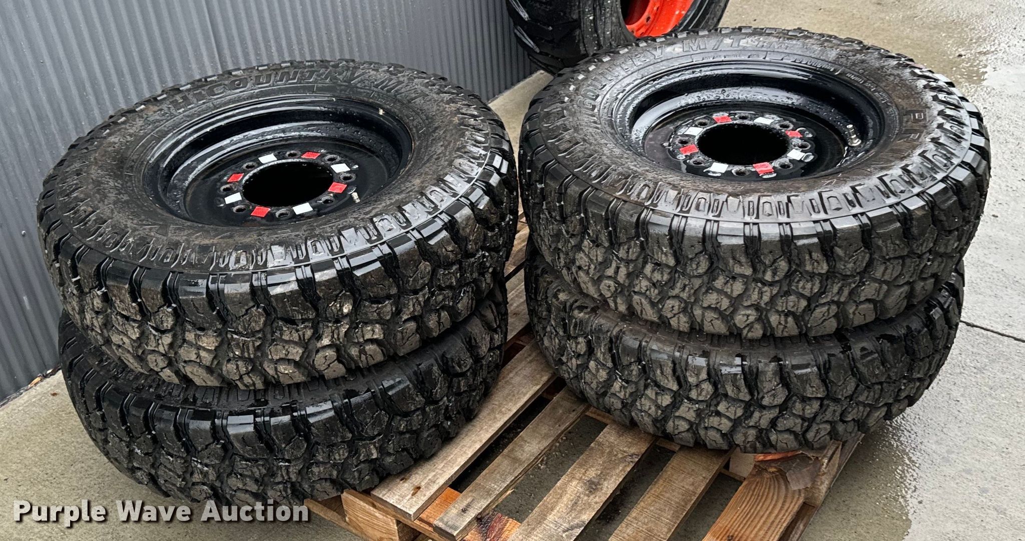 (4) Prinx HiCountry MT 235/85R16 skid steer snow tires and wheels in ...