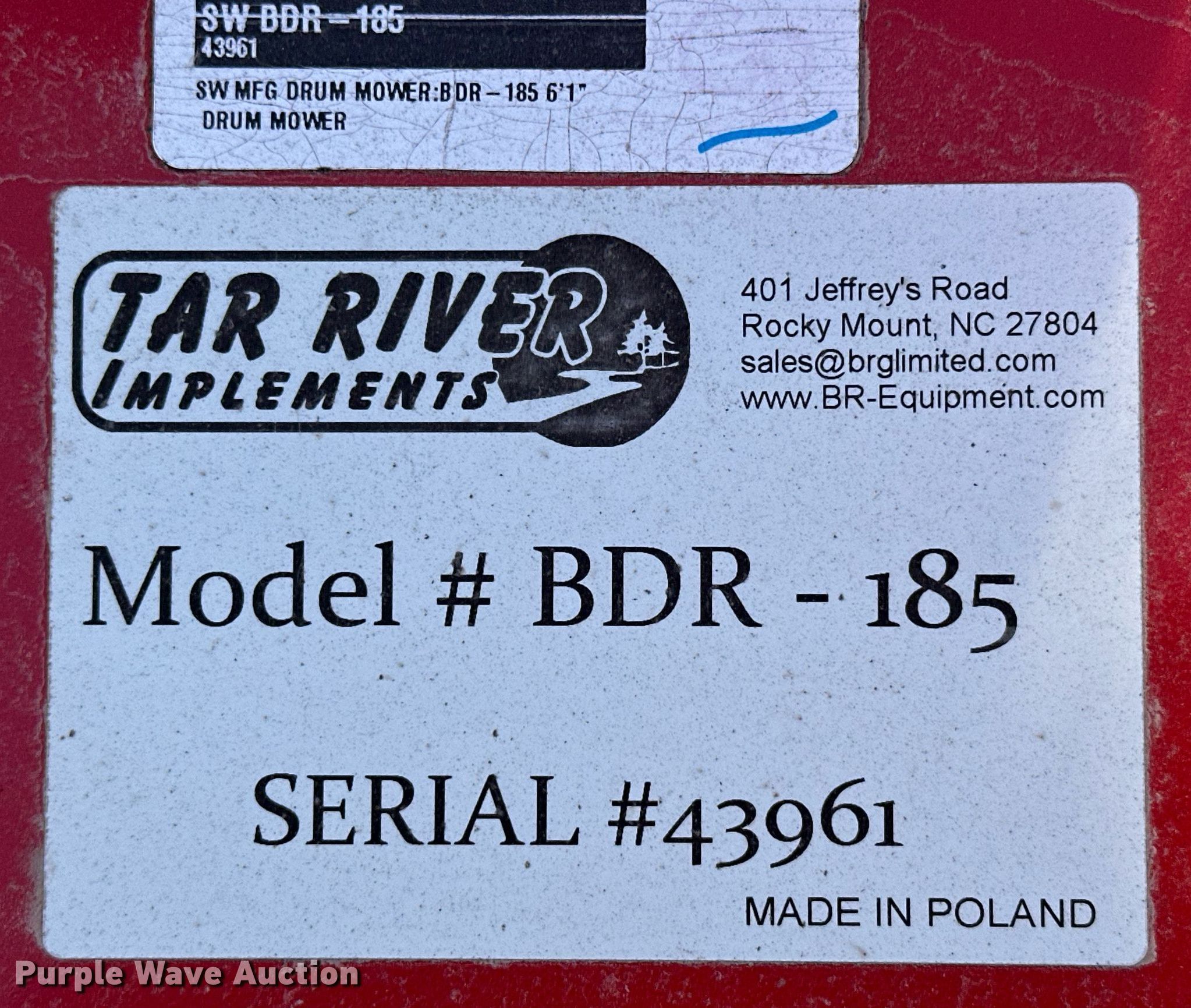 Tar River BDR-185 drum mower in Norman, OK | Item ER4643 sold | Purple Wave