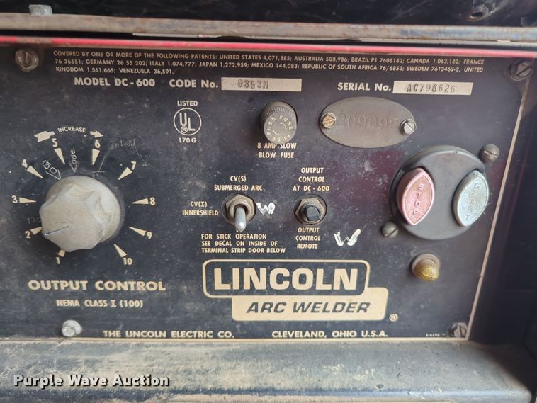 Lincoln Idealarc DC-600 welder in Oklahoma City, OK | Item DT6599 sold ...