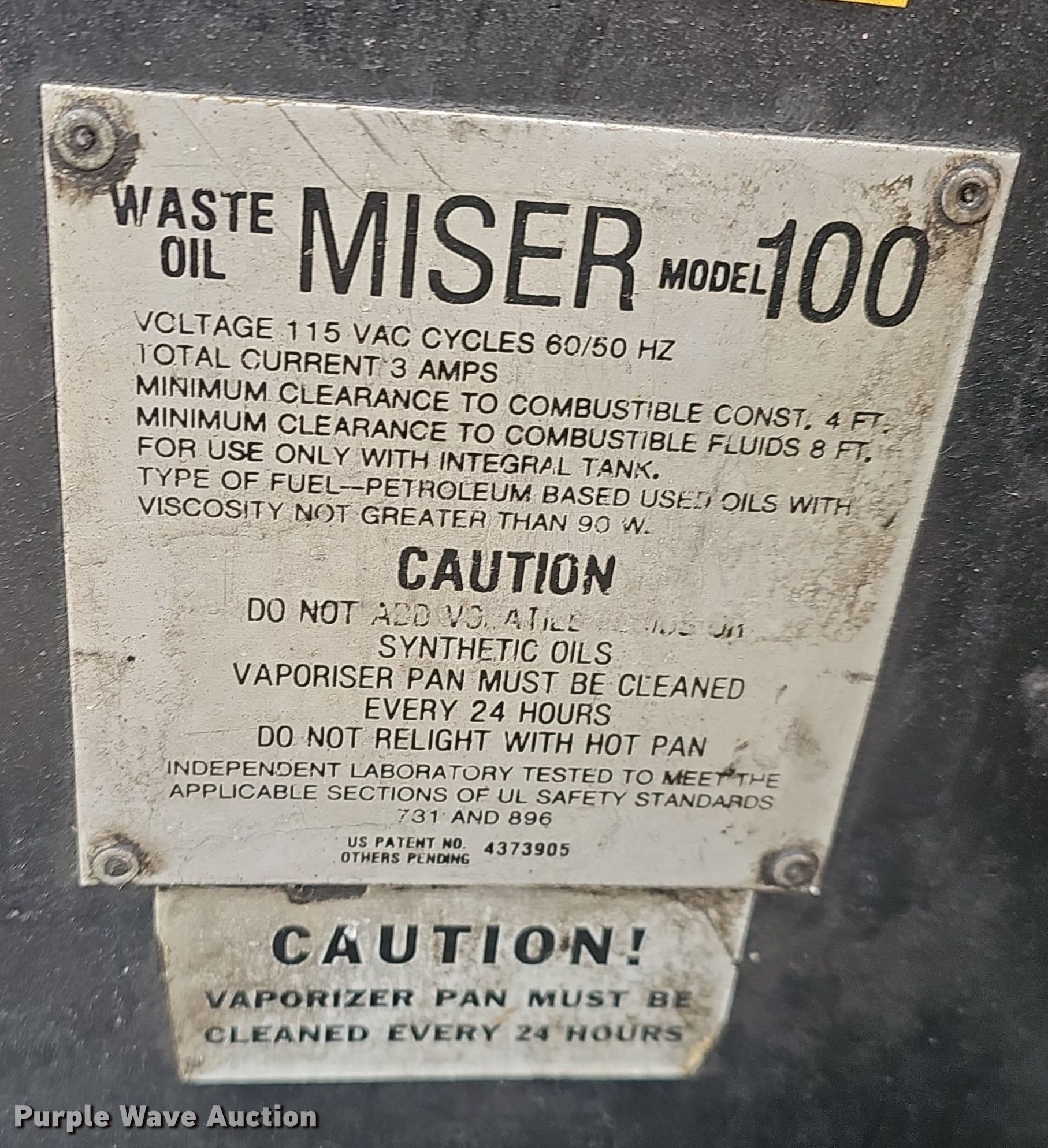 Miser 100 waste oil heater in Hickman, NE | Item DV0051 sold | Purple Wave