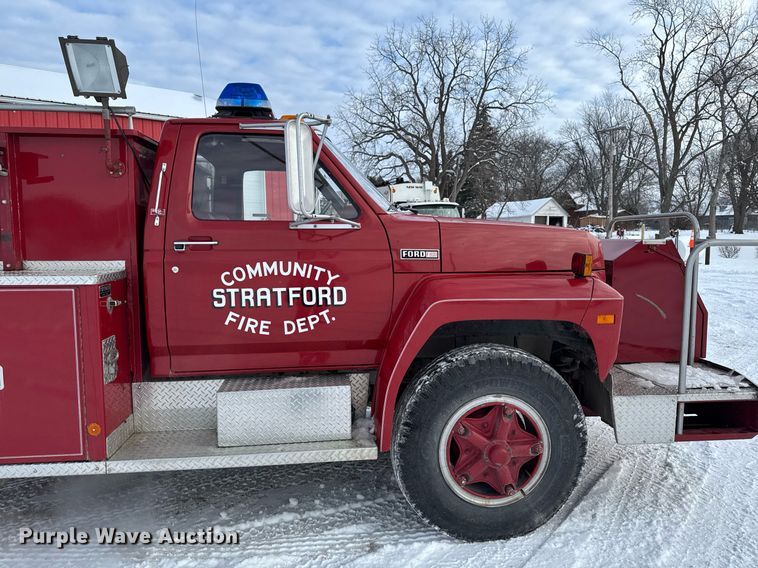 1981 Ford F826 pumper fire truck in Stratford, IA | Item EG7117 sold | Purple Wave
